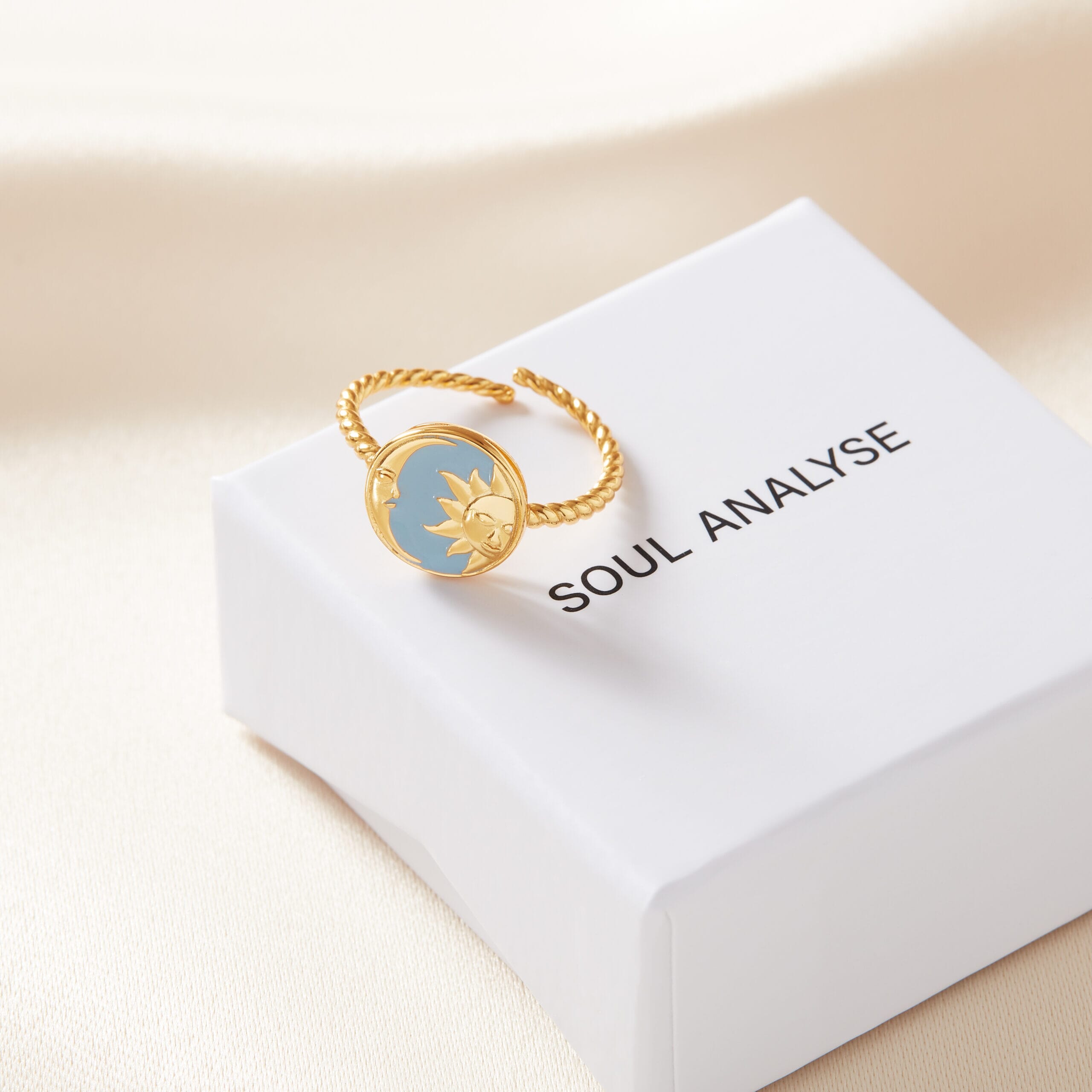 Selena Moon and Sun Enamel Ring 925 Sterling Silver - Soul Analyse