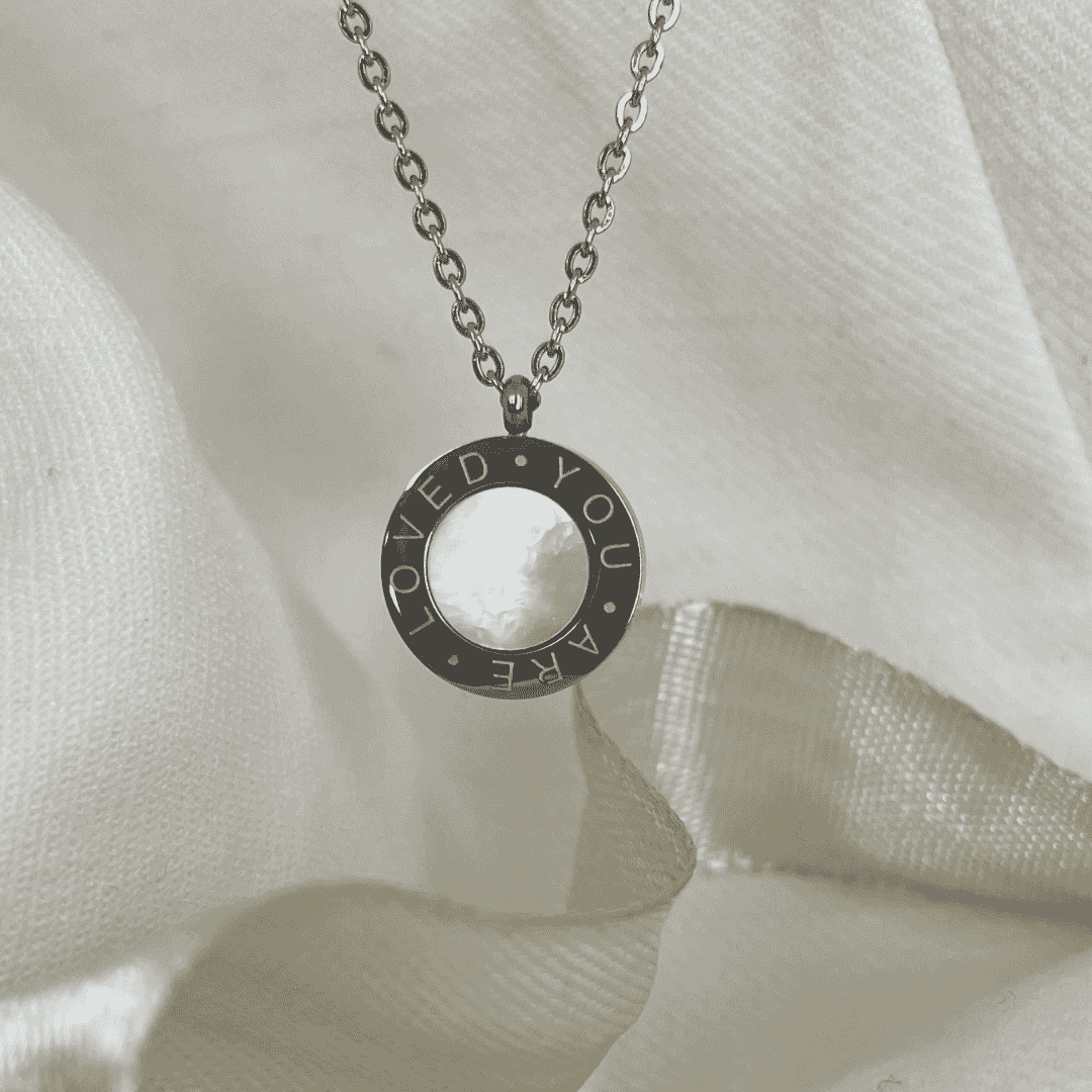 'You Are Loved' White and Black Shell Inlay Necklace - Soul Analyse