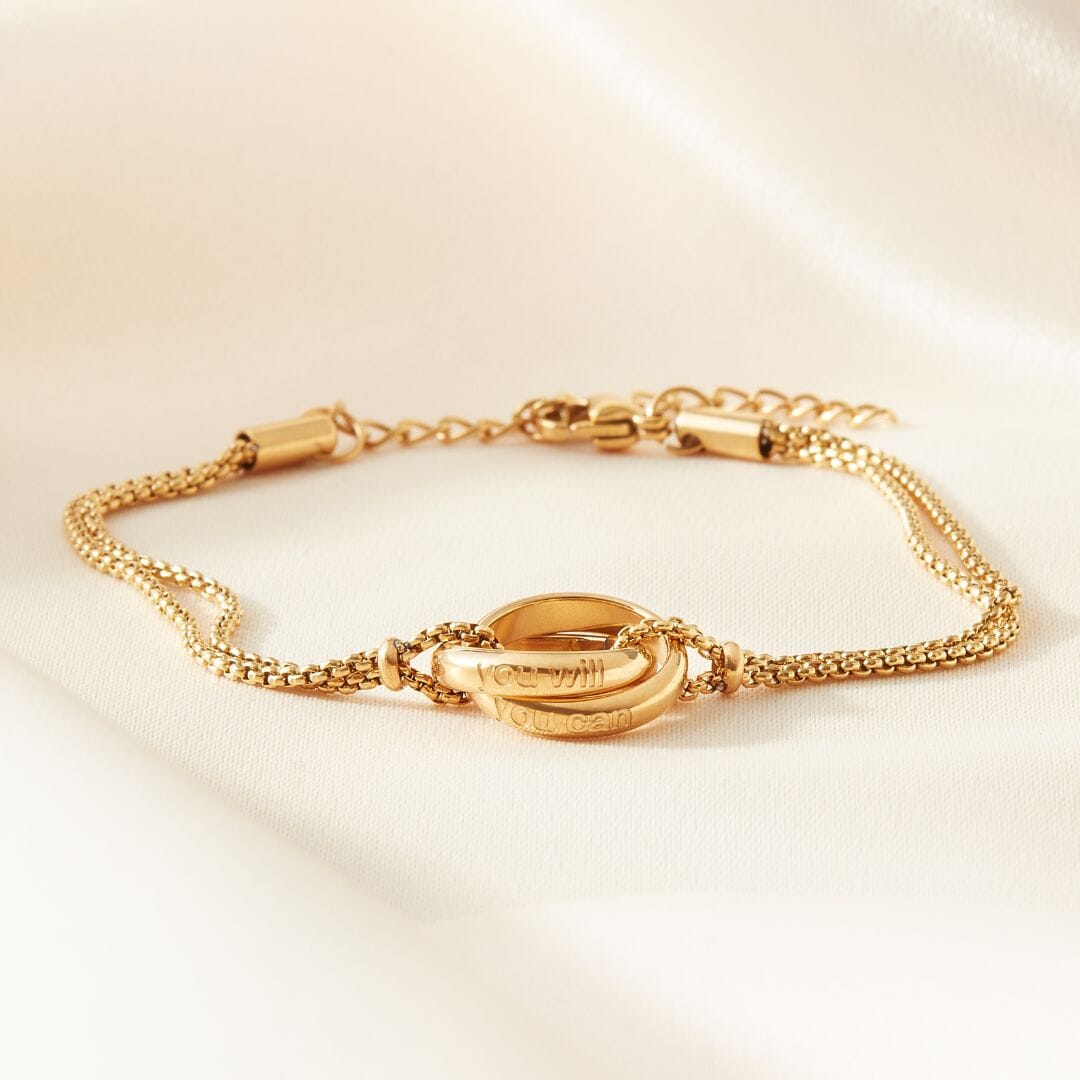 'You can, You will' Double Ring Bracelet Gold - Soul Analyse